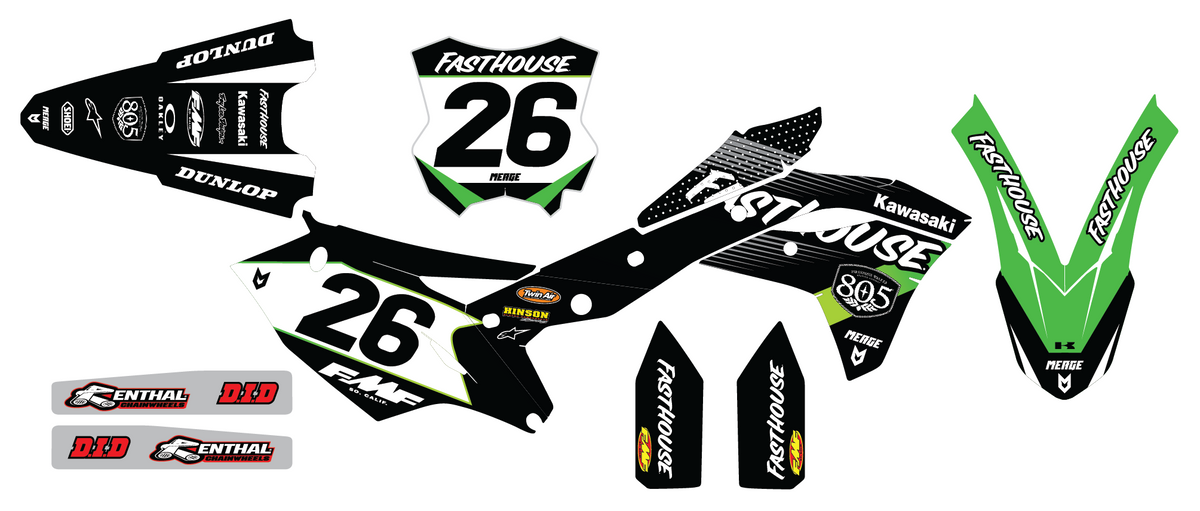 FASTHOUSE | BLK | KAWASAKI Motocross Graphics – Merge Decals